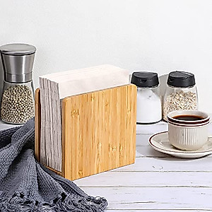MaxGear Napkin Holder Bamboo Napkin Holders for Tables, Tabletop Freestanding Tissue Dispenser,Wooden Napkin Holder Dispenser Stand,Napkin Holder Organizer for Kitchen Restaurant Home Decor 1Pack