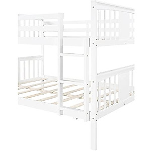 STP-Y Twin Over Twin Bunk Bed with Trundle, Solid Wood Bunk Beds for (White) (Color : White, Size : Full Over Full)