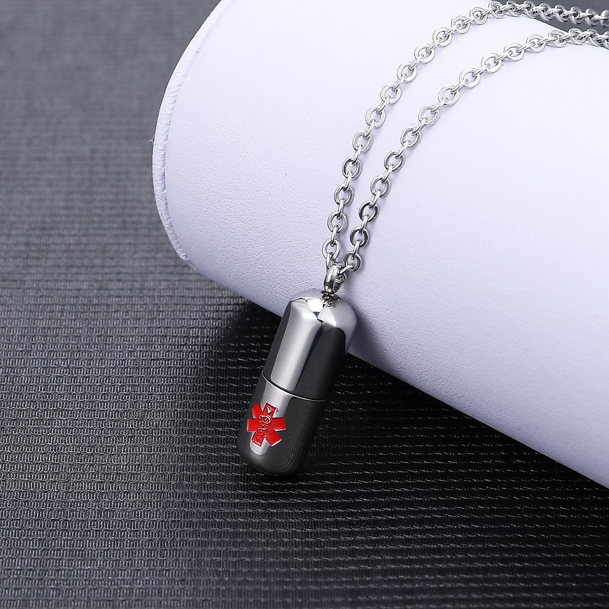 Valyria Stainless Steel Cylinder Memorial Jewelry Capsule Medicine Pill Pendant Necklace