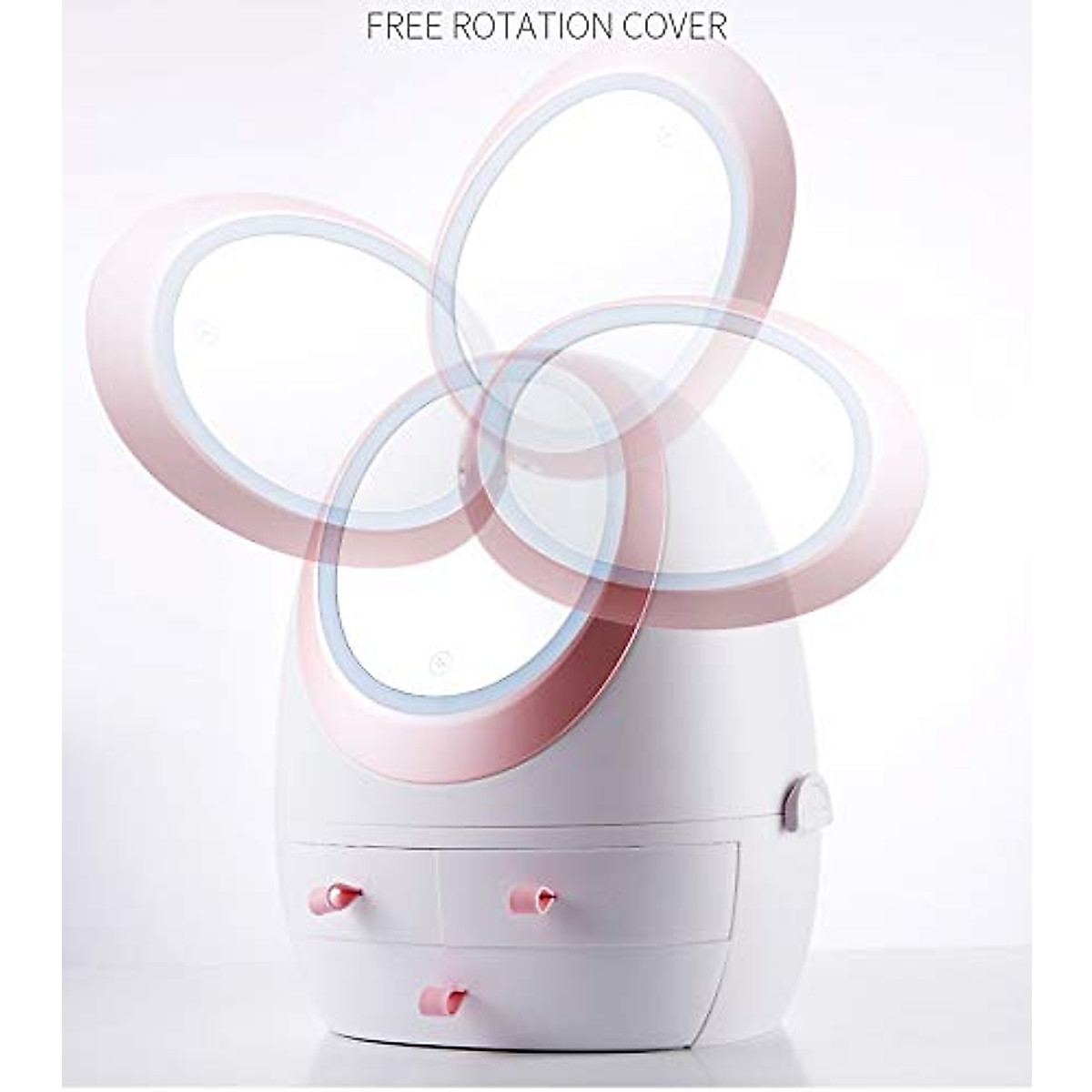 Sooyee Makeup Organizer,Bathroom Counter Organizer, Modern Jewelry and Cosmetic Display Cases with Led Lighted Mirror,Make Up Organizer Stands for Bathroom, Dresser, Vanity Countertop