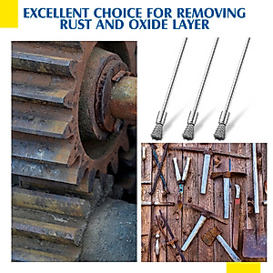 10 Pcs Wire Brush Extended Steel Cleaning End Brushes Pen Stainless Steel Wire Brush 3 mm Mandrel Rust Paint Removal Bits Polishing Rotary Tool Accessories, 6 mm End Brush