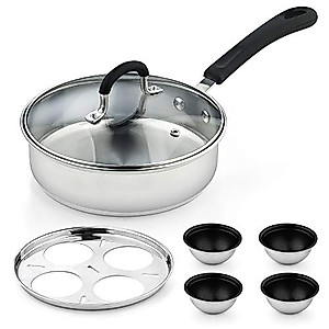 Cook N Home 4 Cup Stainless Steel Egg Poacher Pan 8"