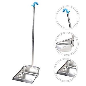 ORFOFE Stainless Steel Garbage Bin Cleaning Supplies Long Handle Dustpan Household Cleaning Dustpan Upright Pans Kitchen Cleaning Shovel Commercial Products Dustpan Outdoor Silver Plastic