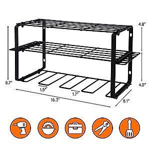 TC-HOMENY Power Tool Organizer, 3 Tier Garage Tool Storage Rack, Power tool organization and storage, Wall Mounted Drill Rack, Removable Design for Workshop ToolRoom Garage (Black)
