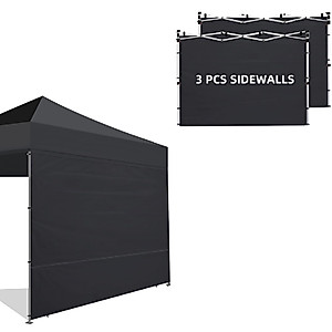 Joramoy Canopy Tent Sidewalls for 10×10 Pop Up Canopy, 3 Pack Instant Canopy Sunwall, Waterproof and UV Protection Canopy Shade Wall, Straight Leg Canopy Sidewalls 3 PCS Only(Black)