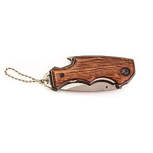 DOOM BLADE Folding Pocket Knife with Wood Handle,7Cr13Mov Hard Steel Blade,Hunting EDC Knife Multi-tool Survival Knife with Keychain and Bottle Opener,Lightweigt,for Outdoor Camping (Type-2)