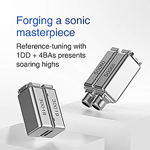 TRN V90 in Ear Earphones, HiFi IEM Headphone Studio Monitor Earbuds 4BA 1DD with Detachable 0.75mm 2 Pin Cable for Singer Musician Drummer(No Mic, Midnight)