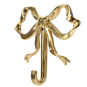 MAGICLULU Golden Bow Shape Hook Retro Bow Wall Hook Large Wall Mounted Bow Coat Hook for Home Kitchen Bathroom Office Small