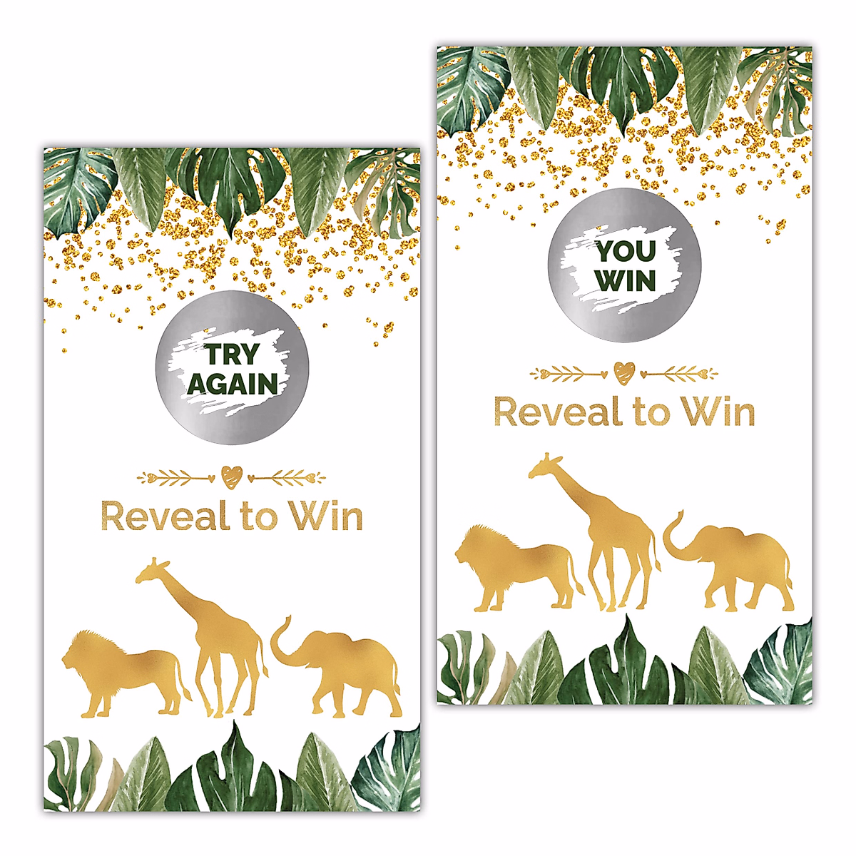 Bella and Bentley Novelty Safari Jungle Baby Shower Party Games Activity Scratch Off Game Cards - Lottery Raffle Tickets (32 Pack)