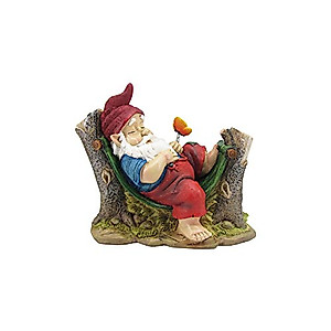 Comfy Hour 7" Polyresin Garden Gnome Sleeping On Stump Dwarf Statue Figurine for Outdoor Garden Decoration, Multicolor, Spring in Garden Collection