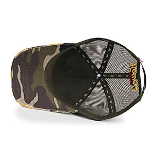 ililily Premium Howels Embroidery Vintage Baseball Cap Distressed Trucker Hat, White/Camo, Medium