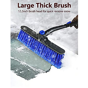 auccutro 44'' Snow Brush Ice Scraper for Car Windshield, Extendable Snow Removal Tool Car Brush with Comfortable Foam Grip and Sturdy Aluminum Handle for Car, Truck, SUV