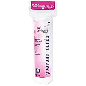 Swisspers Premium Cotton Rounds, Hypoallergenic, 80 Count, Pack of 6 (480 Rounds Total)