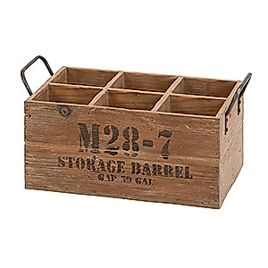 Deco 79 Wood 6 Bottle Wine Holder with Handles, 16" x 9" x 8", Brown