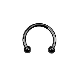 Black-Tone 316L Surgical Steel Curved Barbell CBB Horseshoe Nose Ring Hoop 1/4" 16G