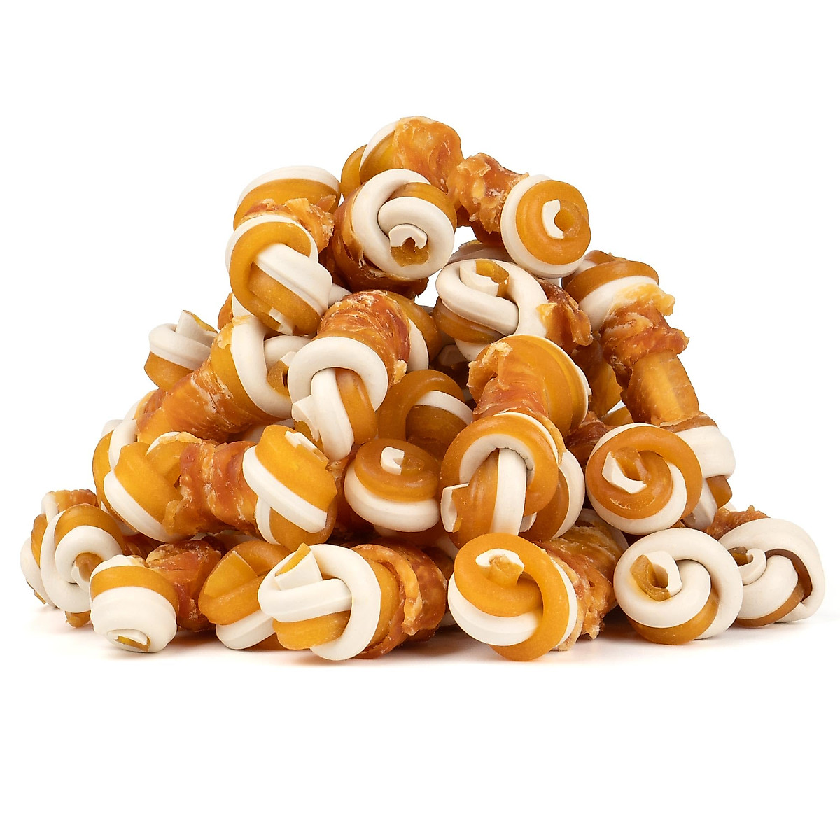 MON2SUN 2.5" Rawhide Free Dog Treats with Mixed Vegetables, Chicken Wrapped Mini Knot Bones for Small Dogs, Healthy Dog Snacks for Balanced Nutrition, 21.2oz