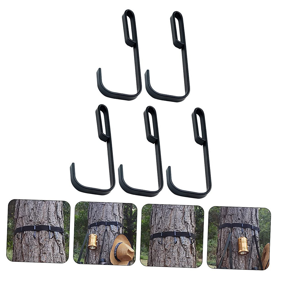 Cabilock 10 Pcs Hook up Camping Lanyard Hook Tree Stands Hanging Hooks Pan Pot Hook Climbing Tree Stands Hangers Heavy Duty Hooks Tree Stand Multi Hook Tree Saddle to Climb Metal Gear Rack