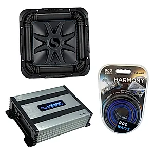 Harmony Audio Kicker L7S10 Car Audio Solo-Baric 10" Subwoofer Square L7 Sub 44L7S104 Bundle with HA-A400.1 Amplifier & Amp Kit