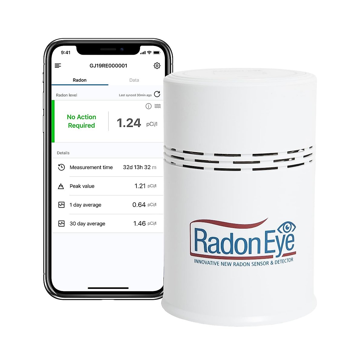 Ecosense RD200 RadonEye, Home Radon Detector, Fast Capture of Fluctuating Levels, Short & Long-Term Continuous Monitoring with Trend Charts