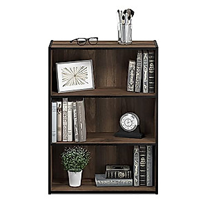 Furinno Pasir 3-Tier Open Shelf Bookcase, Columbia Walnut