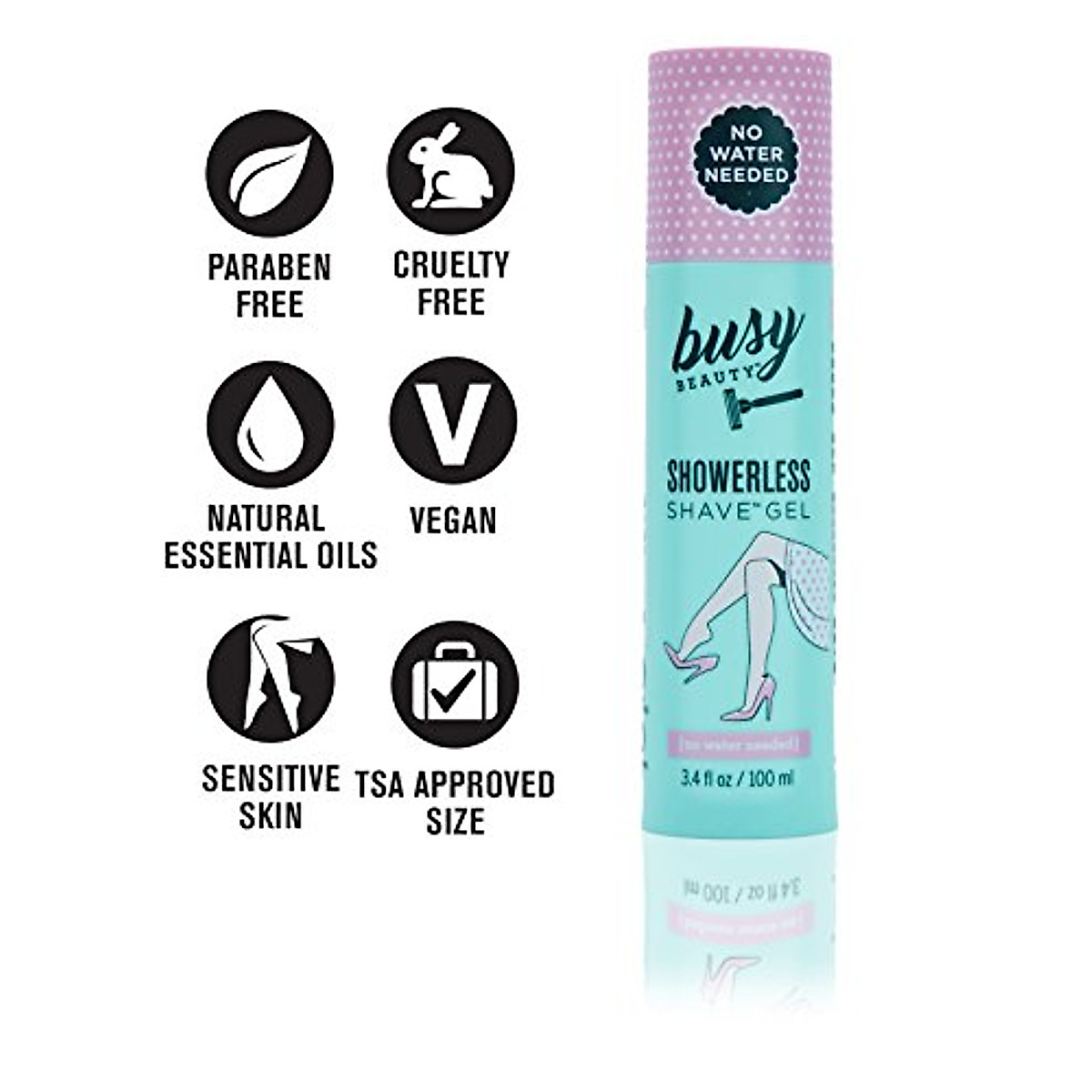 Shave Gel/Cream by Busy Beauty (Pack of 2) | Shaving Cream for Women | Shave Without Water | Razor Shaving Cream,Lotion, Bikini Area,Travel Size Bottle,Natural, Moisturizer,Sensitive Skin 2x3.4 Ounce