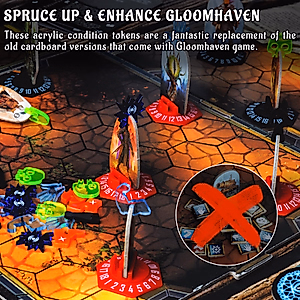 Condition Tokens Set of 60 Acrylic Status Effects Markers Game Accessories for Gloomhaven, Forgotten Circles and Jaws of the Lion