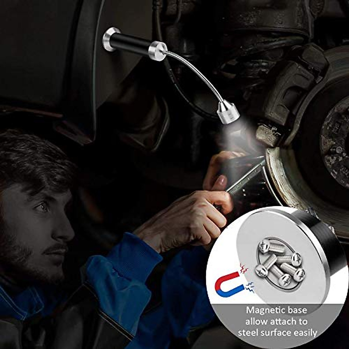 FBve Barbecue Grill Light, 2 Pack Magnetic Base Ultra-Bright LED Grill Lights, 360 Degree Flexible Gooseneck, Weather Resistant (2 Counts)