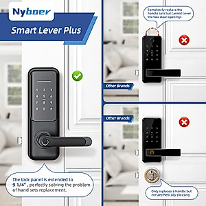 Nyboer WiFi Smart Door Lock, Keyless Entry with Fingerprint, Keypad, Stainless Steel, Alloy Steel