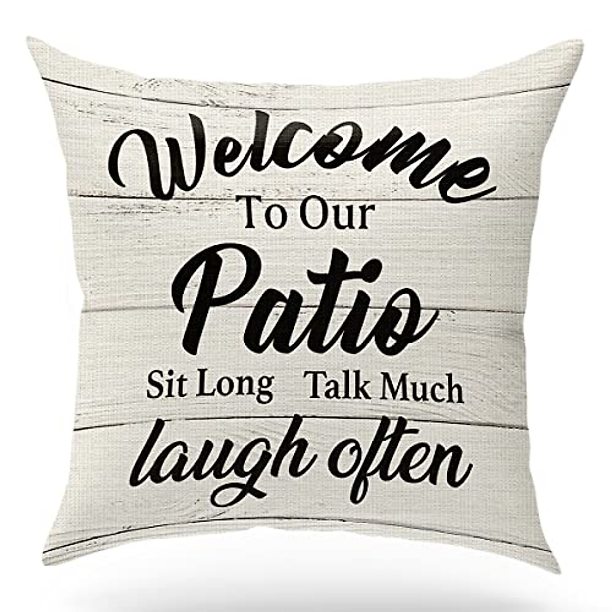 Welcome to Our Patio, Farmhouse Patio Throw Pillow Cushion Covers, Housewarming Gift, Patio Decorative Home Decor, Sofa Living Room Bedroom Rocking Chair, 18 x 18 inch(GMS102)