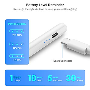 Cisteen Stylus Pen for iPad with Led Indicators, Tilt Sensor Palm Rejection Active Pencil for (2018-2022) Apple iPad 10/9/8/7/6th Gen, iPad Pro 12.9&11", iPad Air 5th/4th/3rd Gen, iPad Mini 6/5