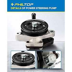 PHILTOP 21-5440 Power Steering Pump Fit For 2004-2009 Spectra 2.0L, 2005-2010 Sp-ortage 2.0L, 2005-2009 Tucson 2.0L; Spectra5 Power Steering Pump with Pulley