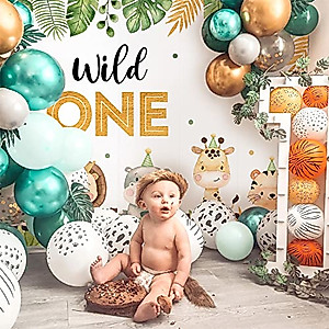 Wild One Backdrop Banner Birthday Decorations for Boys,Large Size 3 x 5Ft Jungle Safari Cute Animals 1st First Party Supplies