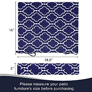 Basic Beyond Indoor/Outdoor Chair Cushions, Waterproof Patio Furniture Cushions - Square Corner Seat Cushions for Patio Furniture with Ties, 18.5"x16"x3", Navy Trellis, 4 Count (Pack of 1)