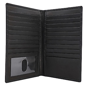 ag wallets Genuine Leather Mens Long ID 19 Credit Card Security Wallet Black (RFID_Black)