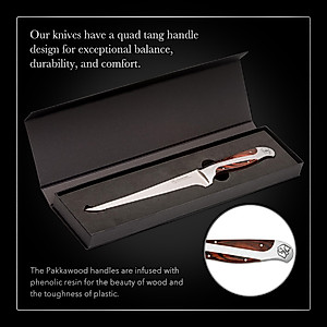 Hammer Stahl 9-Inch Fillet Knife | German Forged High Carbon Steel Fishing Knife | Flexible Kitchen Knife For Filleting, Boning, Trimming & Slicing | Ergonomic Quad-Tang Pakkawood Handle & Gift Box