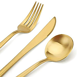 Matte Gold Silverware Set, sharecook 20-Piece Stainless Steel Satin Finish Flatware Set Service for 4, Kitchen Utensil Set, Tableware Cutlery Set for Home and Restaurant