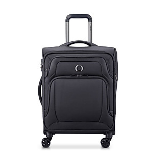 Delsey Mixed OPTIMAX LITE 55CM Slim 4 Double Wheels Cabin Trolley CASE, Black, standard size