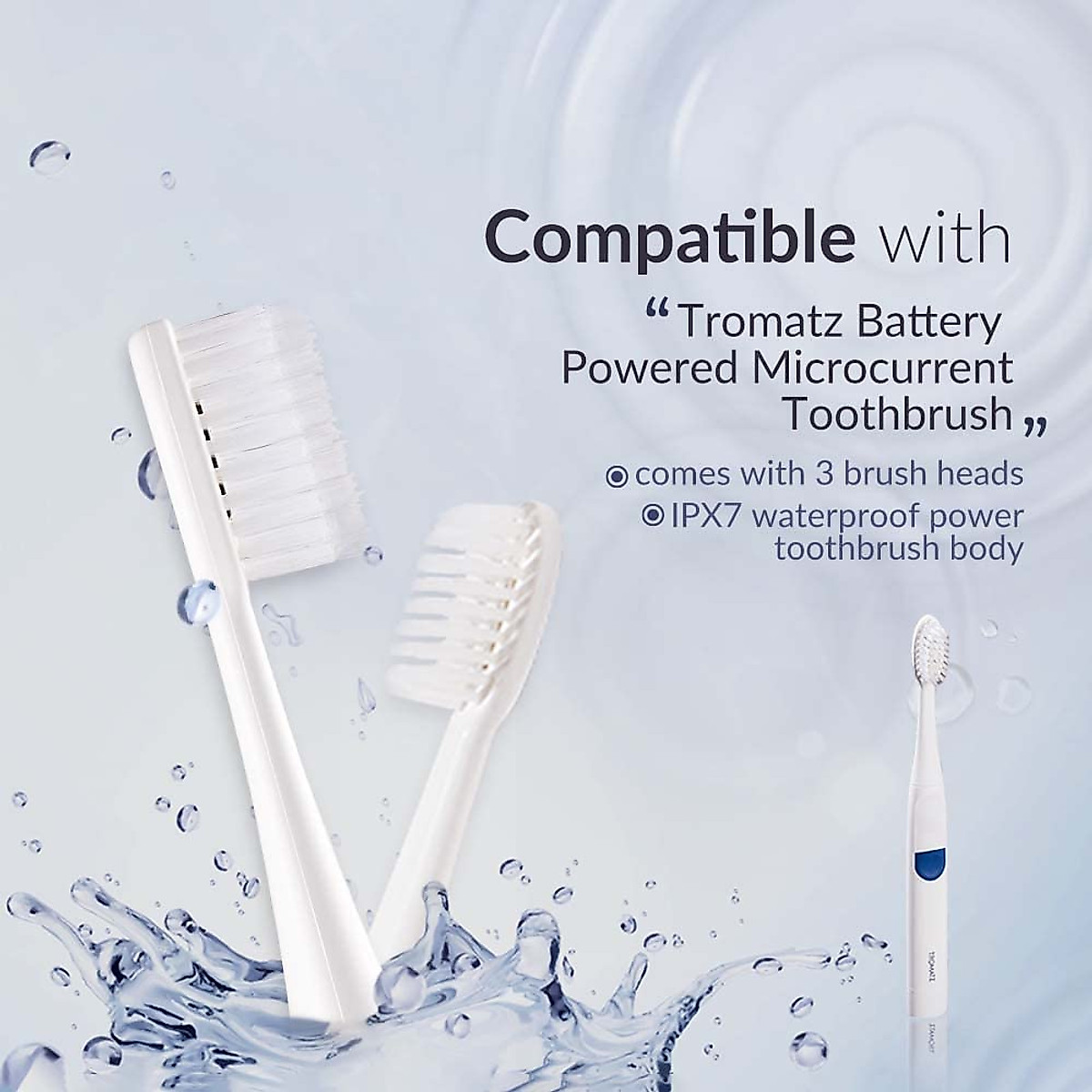 Tromatz Replacement Toothbrush Heads Set Compatible with Tromatz Basic Model ONLY, Not for Simple Pro Series, Refillable Soft Micro Toothbrush Heads Gum Care Bristle Extra Soft 3 Pack (1 Set)