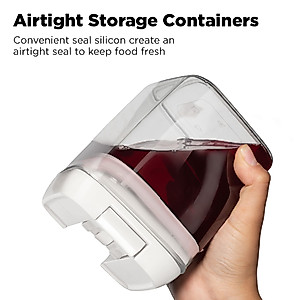 Shazo Airtight 6 Pc Spice Containers Set + 6 Spoons - Durable Clear Plastic Food Storage Containers with Lids - Kitchen Cabinet Pantry Organization for Spices, Herbs, Coffee, Tea etc