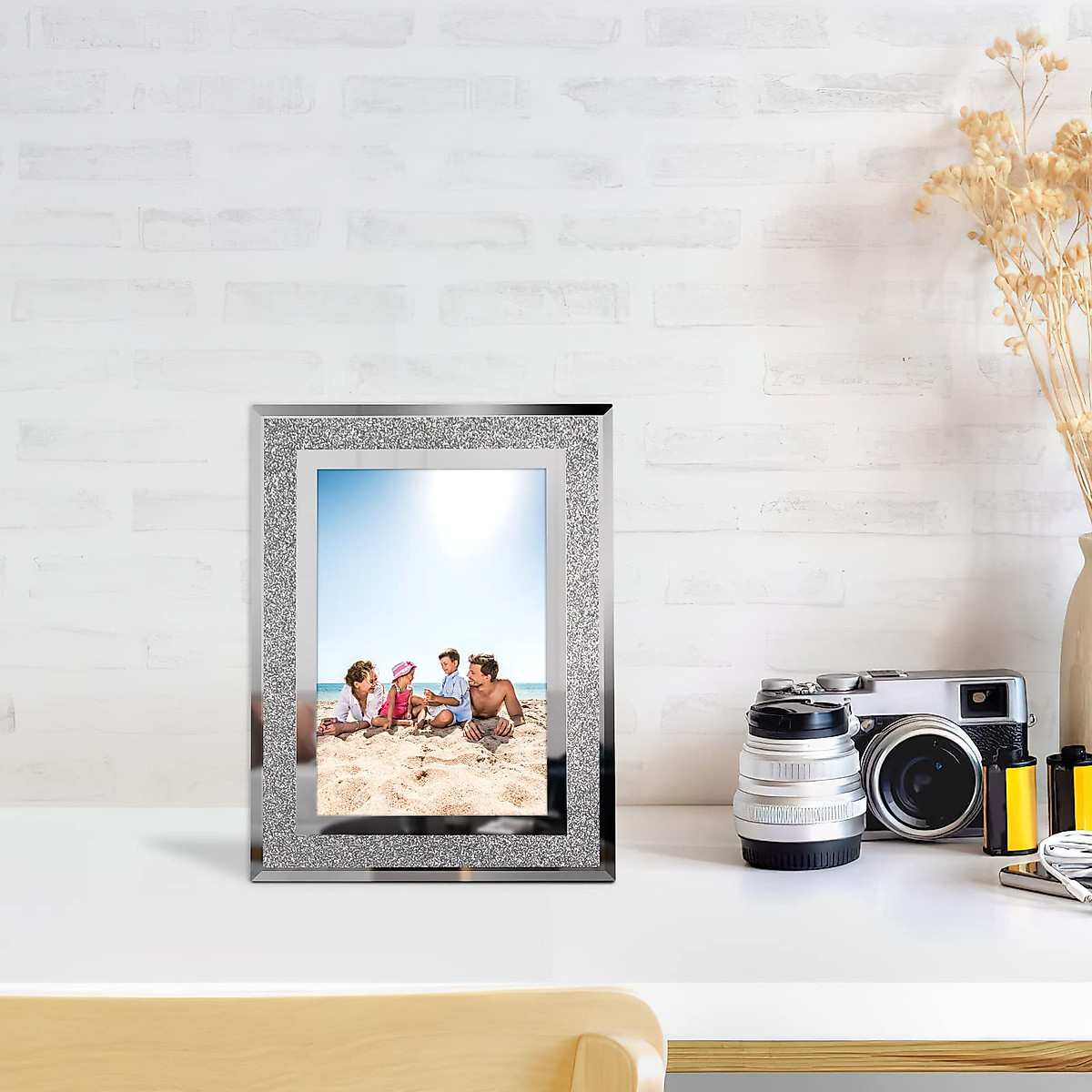 Calenzana 4x6 Picture Frame Sparkle Glass Photo Frames Set for Tabletop, 2 Pack