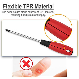 KURUI Magnetic Screwdriver Set, 6-Piece Screw Drivers Tool Set 3 Phillips and 3 Flat Head, Standard Screw Driver and Stubby Screwdriver Have Professional Cushion Grip