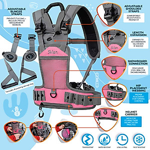 Sklon Ski and Snowboard Harness Trainer for Kids - Teach Your Child The Fundamentals of Skiing and Snowboarding - Premium Training Leash Equipment Prepares Them to Handle The Slopes (Pink Snowflake)