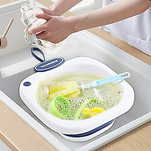 Babyhood Multi-Purpose Collapsible Wash Basin for Kids and Babies, Lightweight Portable Folding Basin for Washing Baby Bottles and Breast Pump Parts and Home Kitchen Outdoor Camping Use (2021 Blue)