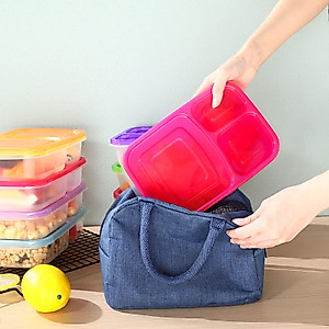 22 Pack Bento Lunch Box with Lids Reusable Lunch Containers with Compartment Divided Food Snack Storage Containers Meal Prep Containers, Microwave Safe for Kids School Work Travel, 3 Types, Multicolor