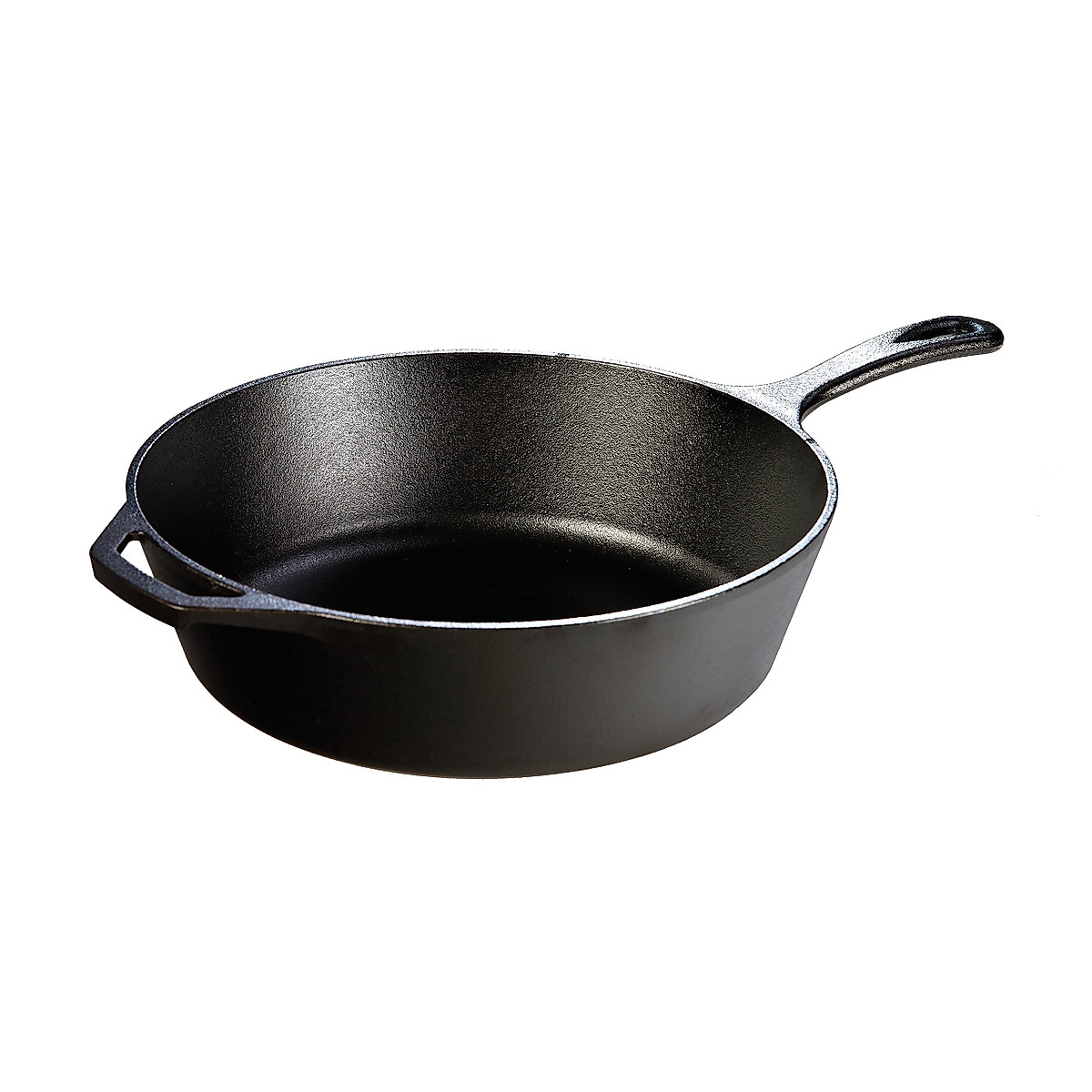Lodge 5 Quart Pre-Seasoned Cast Iron Deep Skillet - Signature Teardrop Handle & Assist Handle - Use in the Oven, on the Stove or Grill, or Over a Campfire - Black