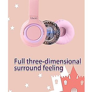 Ulacici Pink Kids Headphones for School,Kids Headphones Headphones for Kids with Volume Limit of 94 db,Wired Children Headphones for Online Learning/School/Travel/Tablet
