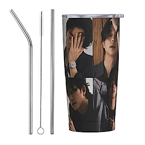 OAEWRE Gong Actors Yoo Stainless Steel Mug Insulated Tumbler Coffee Mugs with Lids and Straw Double Wall Vacuum Cup 20oz