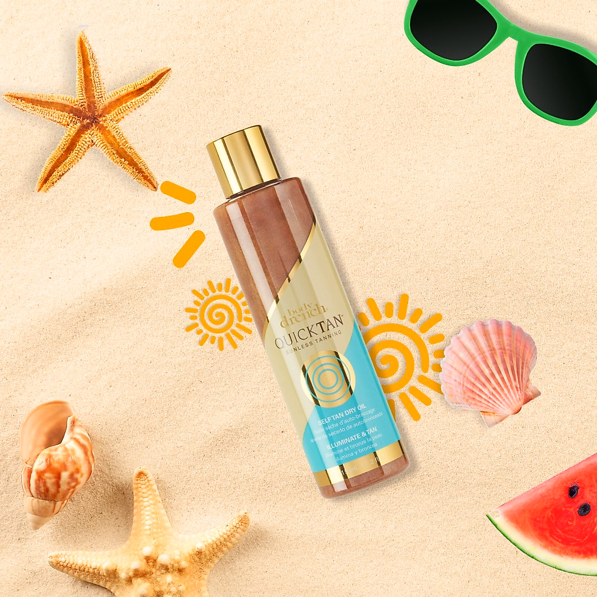 Body Drench Quick Tan Sunless Tanning Self Tan Dry Oil for Bronze Glowing Skin in Just Hours, 7.2 oz