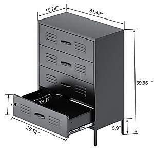 Metal Storage Cabinet with 4 Drawers for Office,Home,Garage