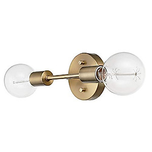 Globe Electric 51736 Alexandria 2-Light Reversable Vanity Light, Matte Brass, Gold